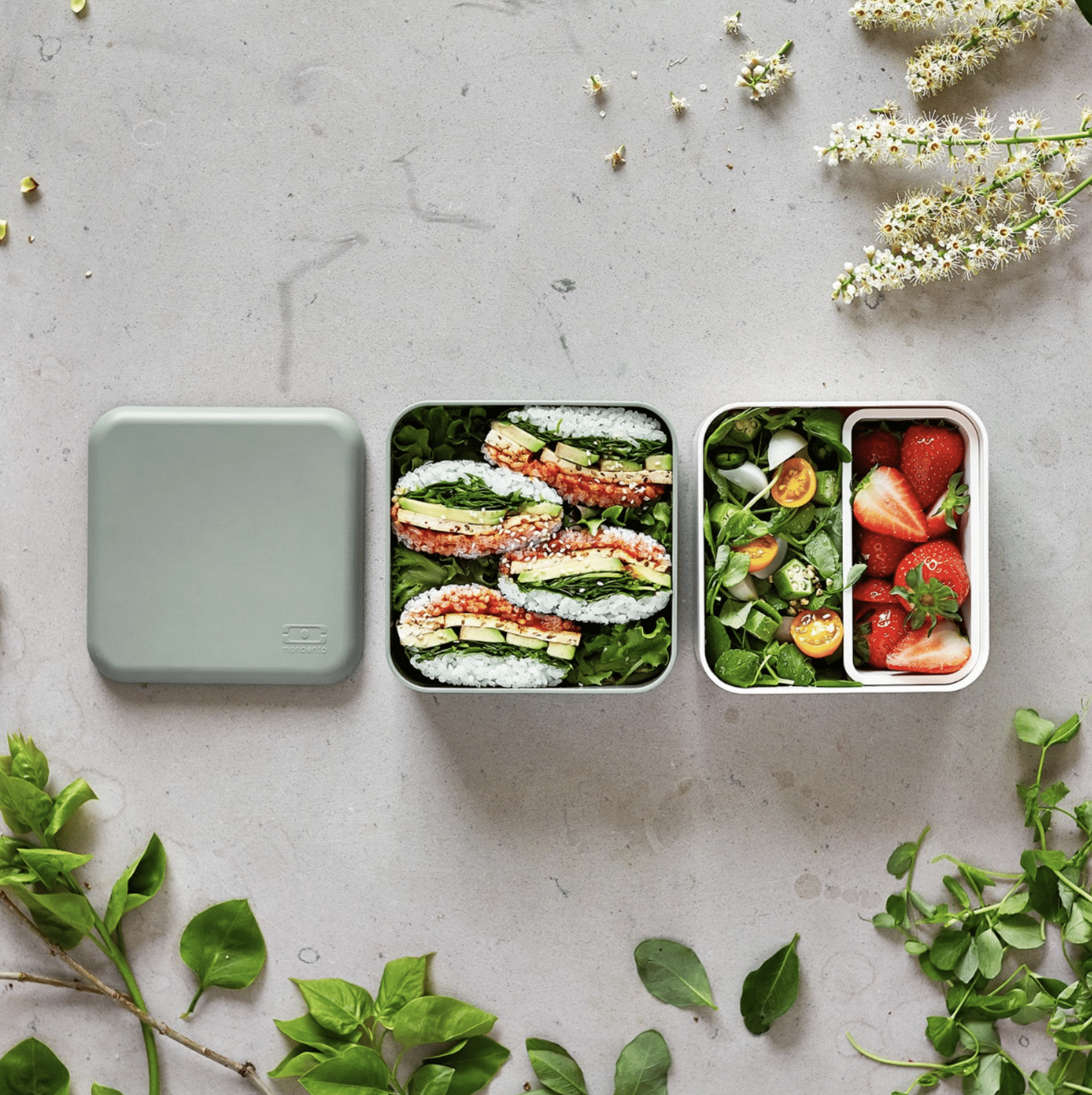 Monbento | Boîte repas bento carrée – Natural Green | Leroy Merlin