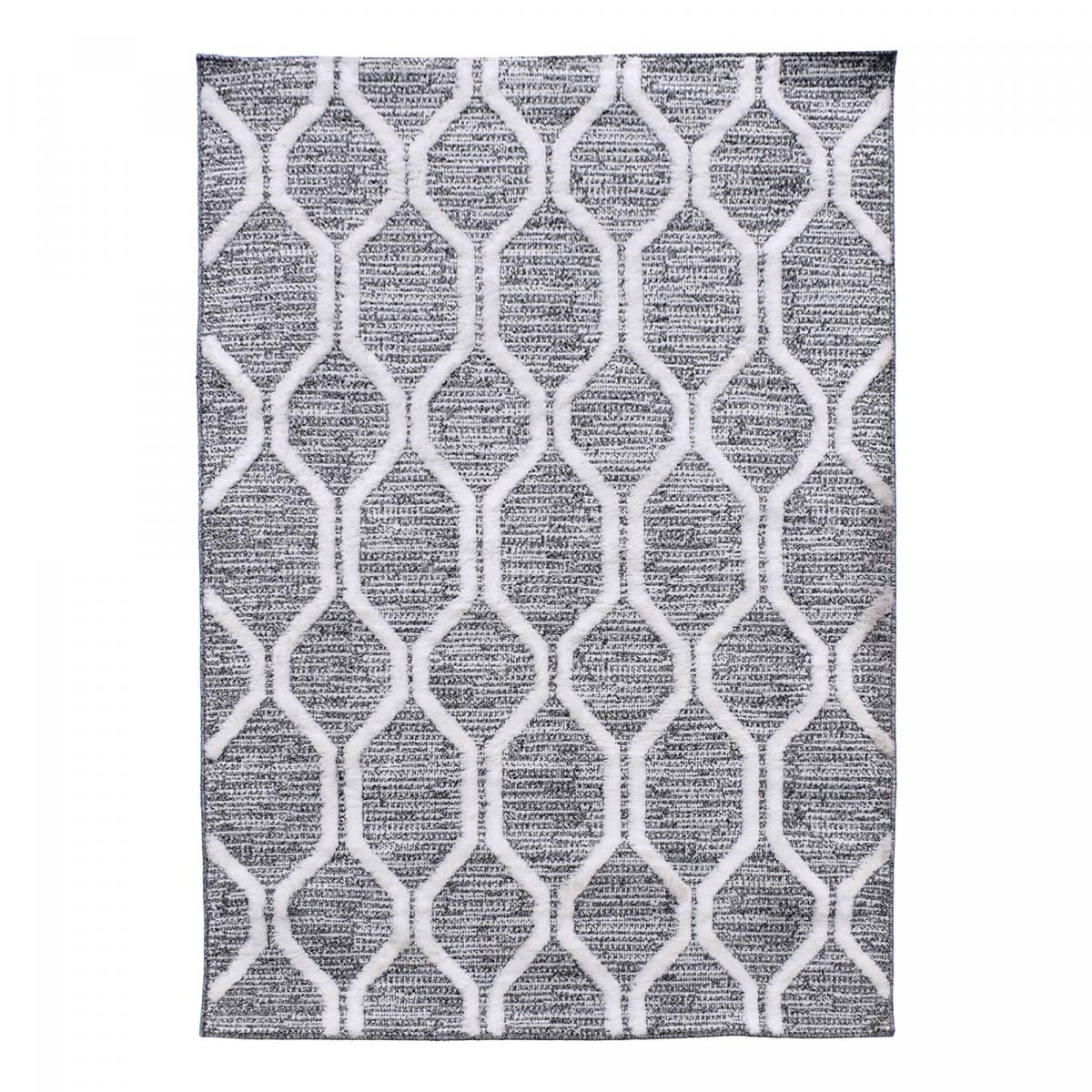 Tapis longs poils shaggy 120x170 rectangle tissé gris et blanc | Leroy Merlin