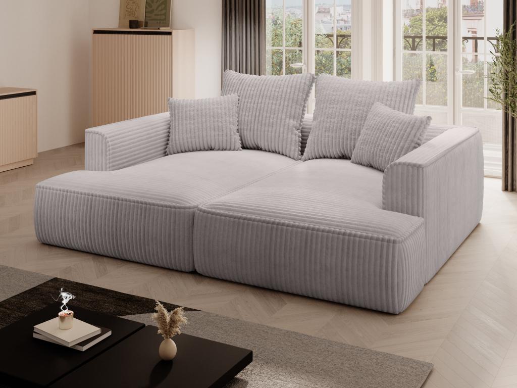 Canapé 3 places confort assise profonde en velours côtelé grosses côtes ...