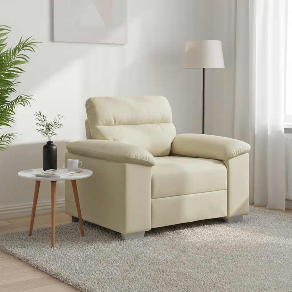 Sillón sofá color crema, 100x81x84 cm, piel sintética | Leroy Merlin