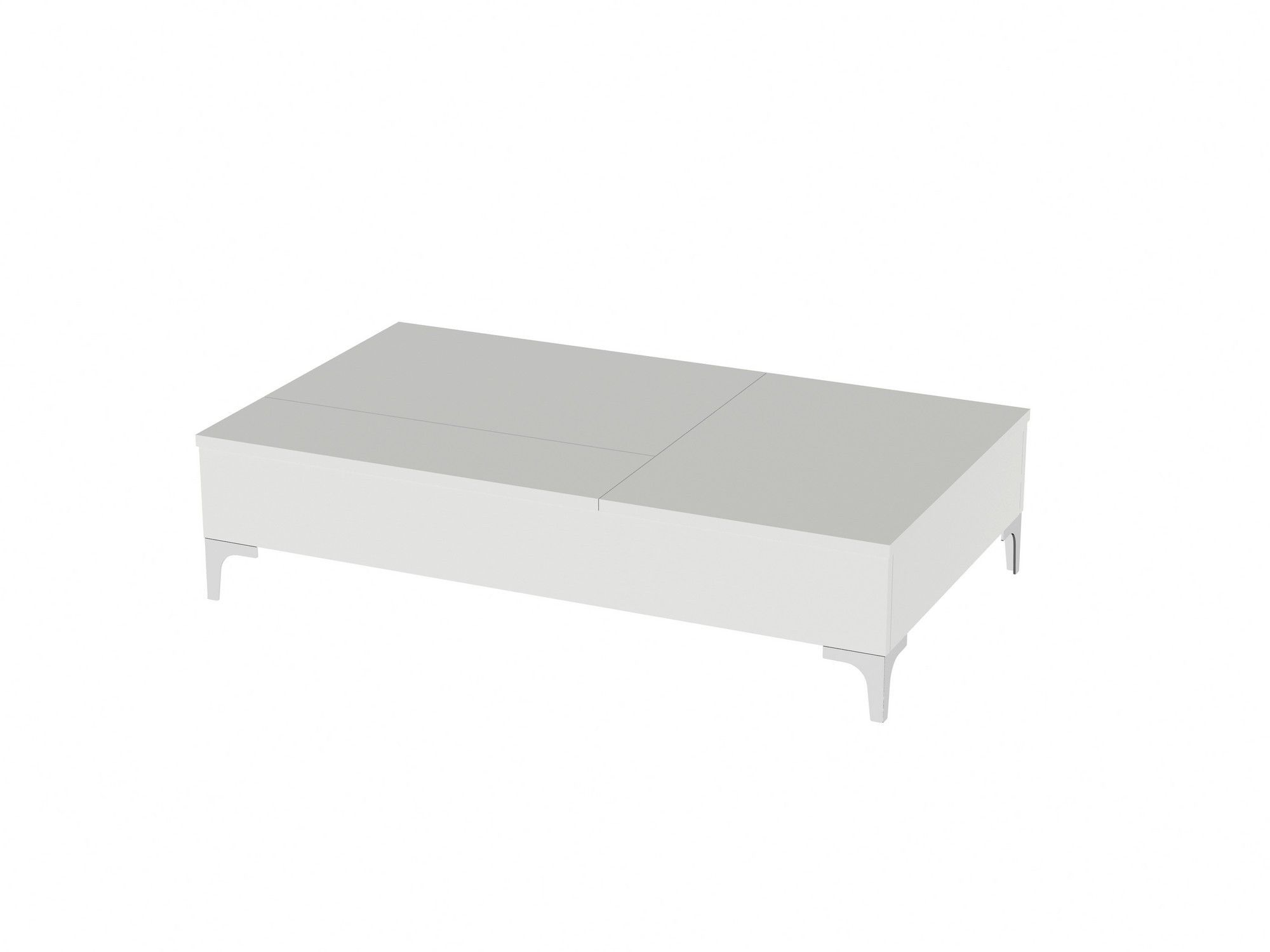 Table basse avec rangement Toffee 69,2x121cm Bois Blanc et Métal Chrome ...