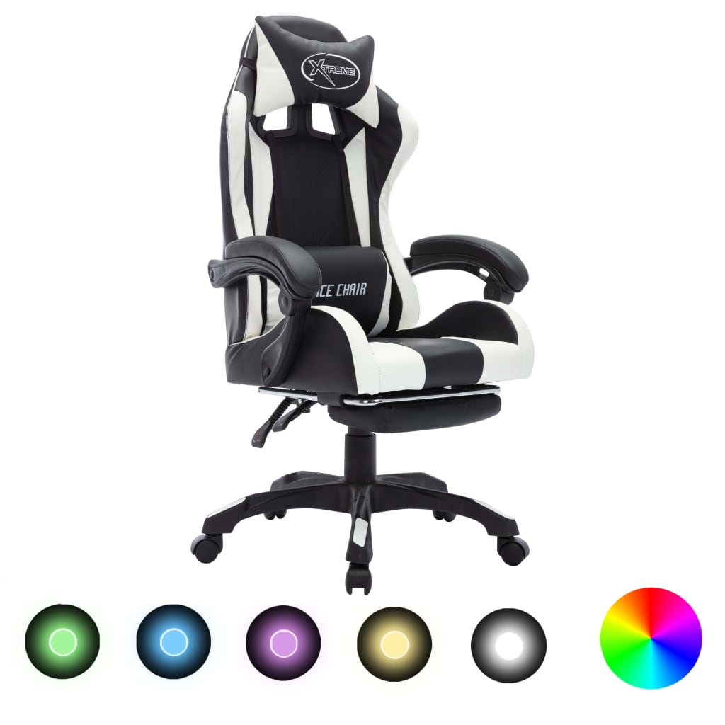 Maison Exclusive - Sedia da Gaming con Luci a LED RGB Bianca e Nera in ...