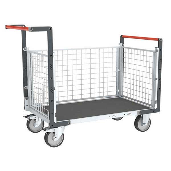 Chariot modulaire grillagé 3 côtés - Plateau antidérapant 1075x735mm ...