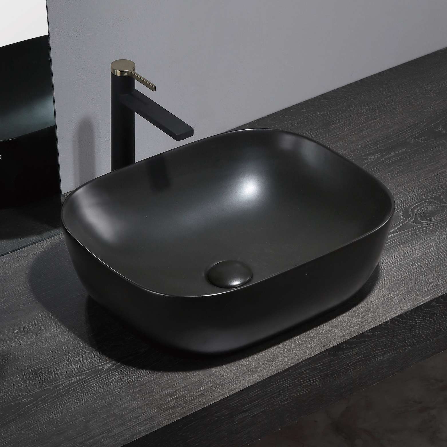 Lavabo de sobreponer MINI OVALO cerámica 46,5x13x33,5 cm negro | Leroy ...