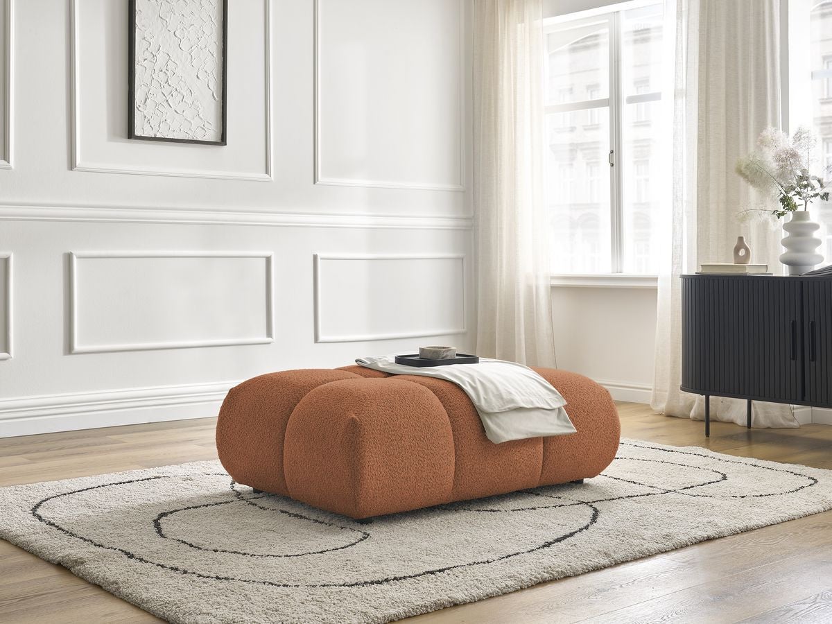 BOBOCHIC Pouf ALYA tissu bouclette Orange | Leroy Merlin