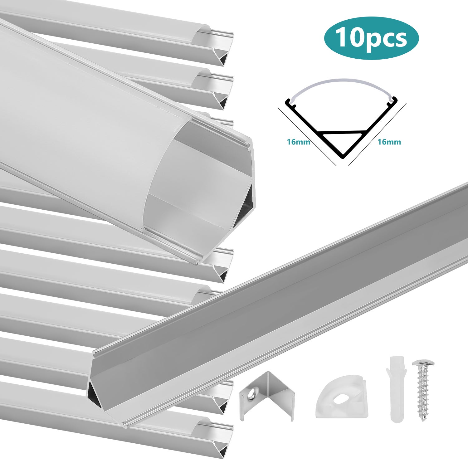 El ángulo anodizado de perfil de aluminio LED de 10x1m puede difusor ...