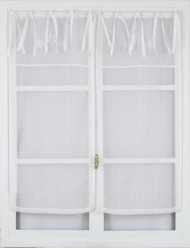 Paire de Vitrages Détail "Flocon de Neige" - Blanc - 60 x 90 cm ...
