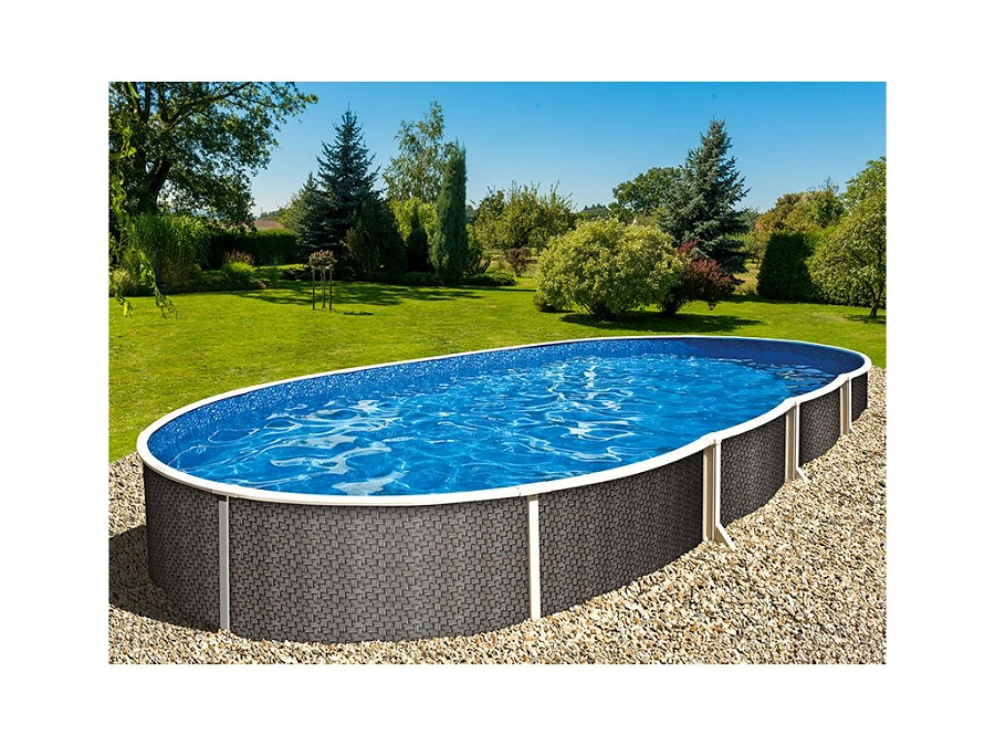 Piscine ovale Azuro 5,5 x 3,7 x 1,2 m avec liner, filtre à eau, rampes ...