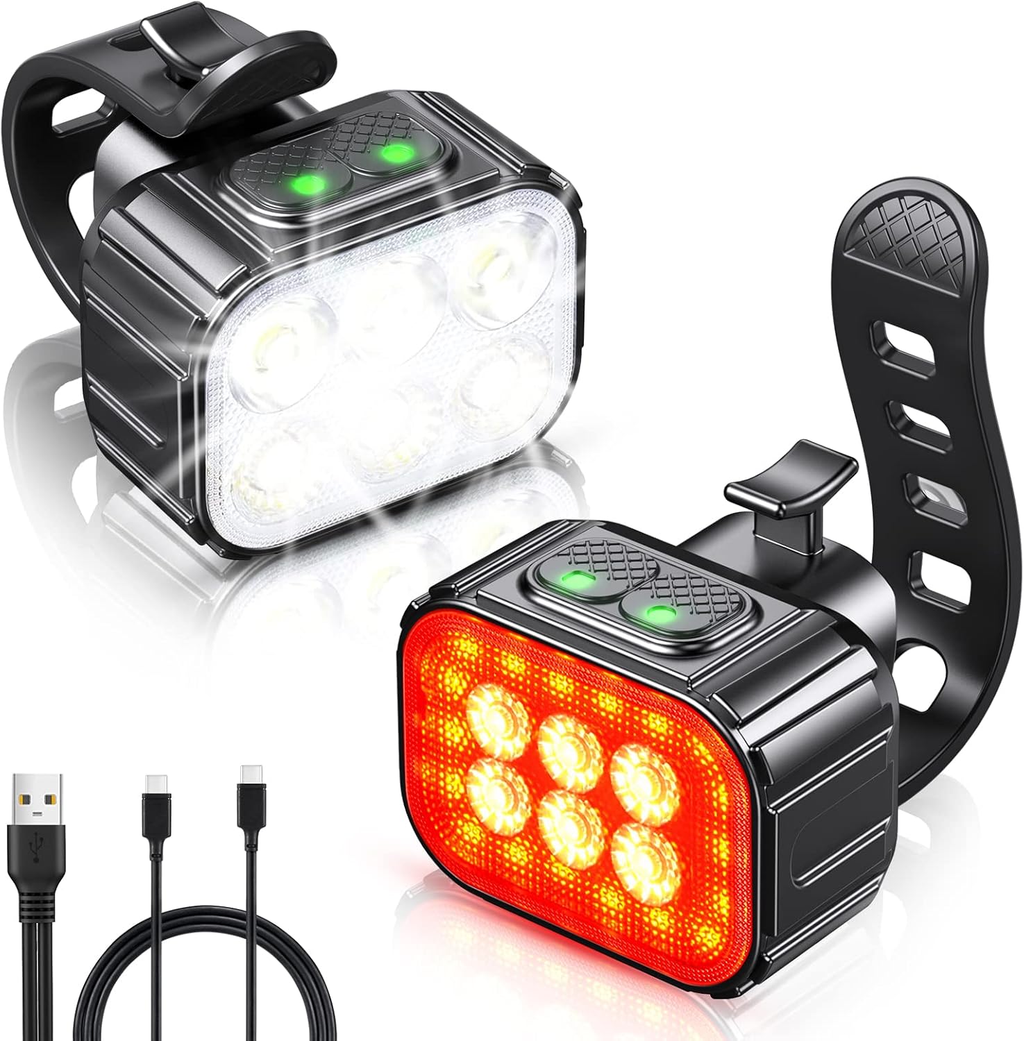Lumiere Velo avec Spot et Faisceau d'Inondation, Rechargeable par USB ...