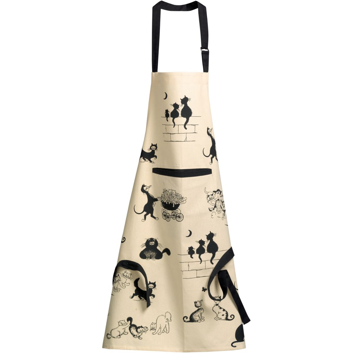 Delantal de cocina estampado Dubout 3 chats Beige 72 x 85 cm Winkler ...