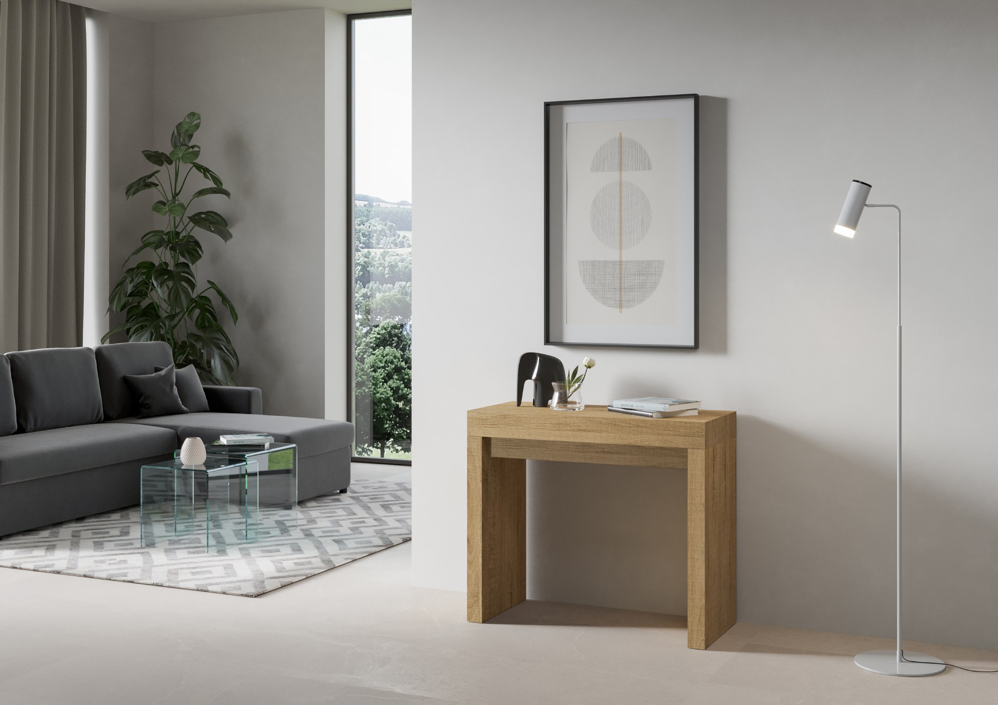 Console extensible 90x40/300 cm Roxell Chêne Nature | Leroy Merlin