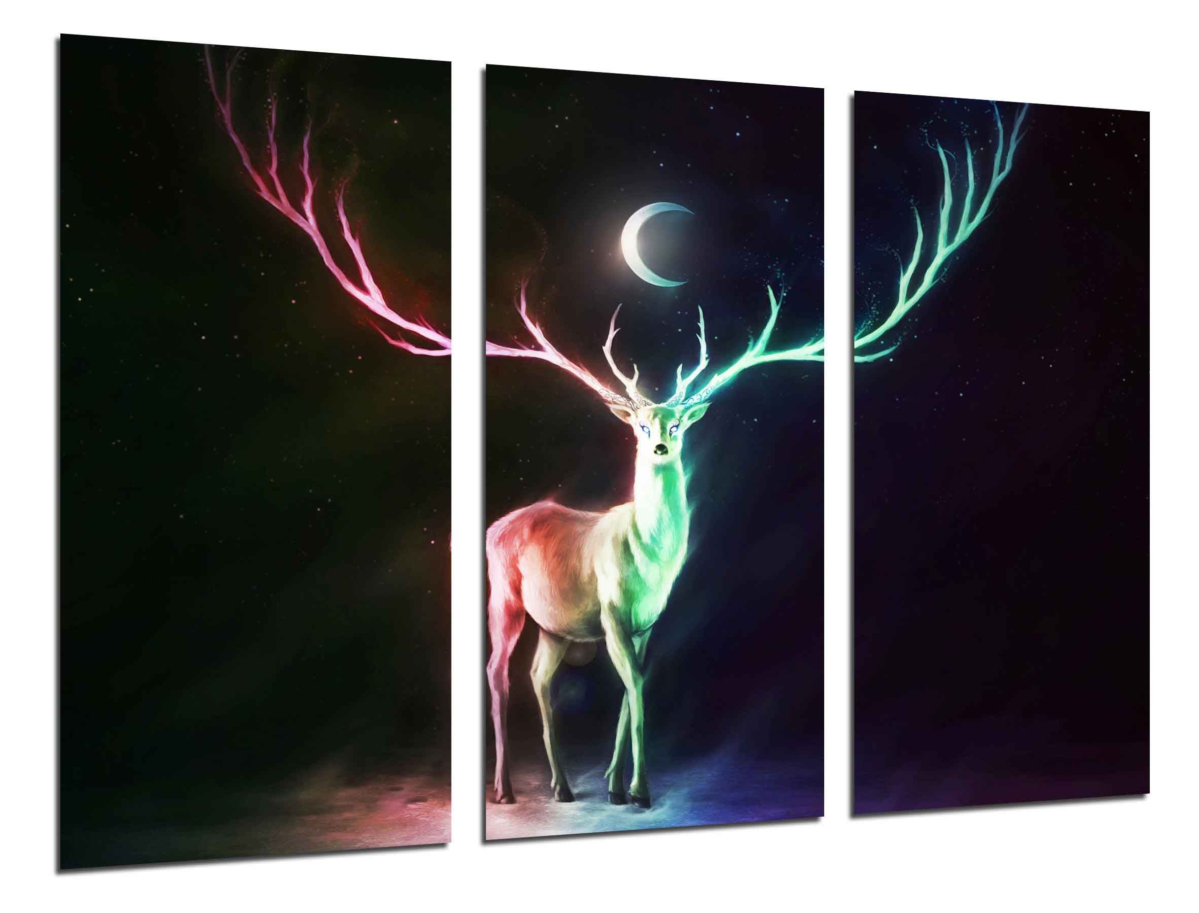 Insieme del manifesto Animali astratti, cervi di notte, stampa digitale ...