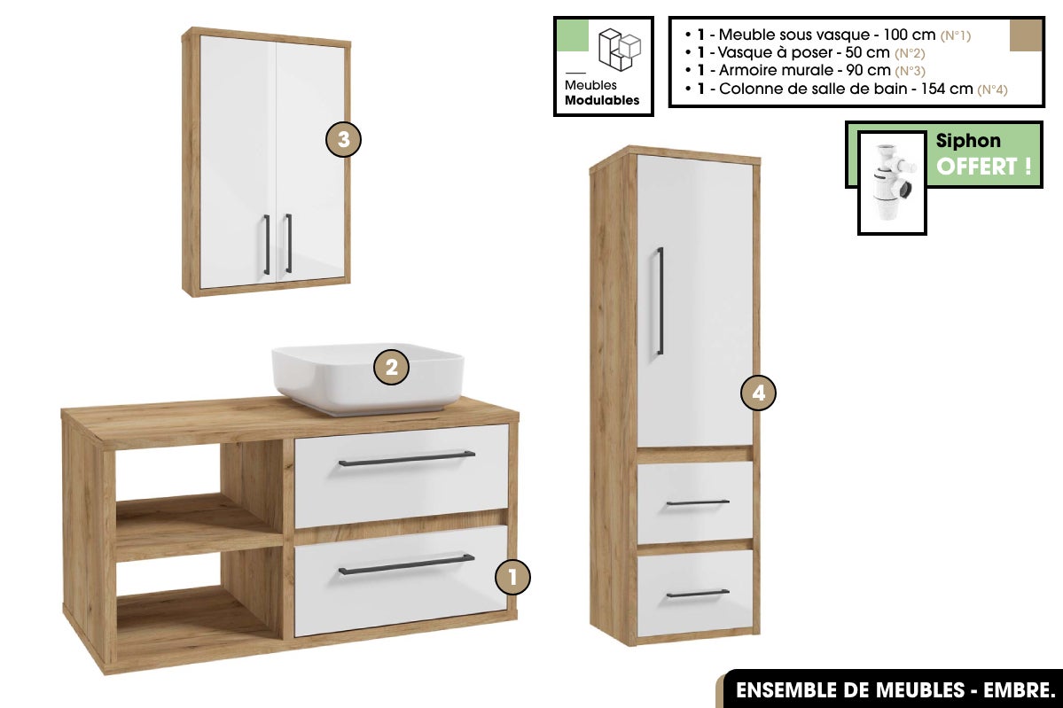 Conjunto de baño completo - Mueble - Armario - Columna - Lavabo con ...