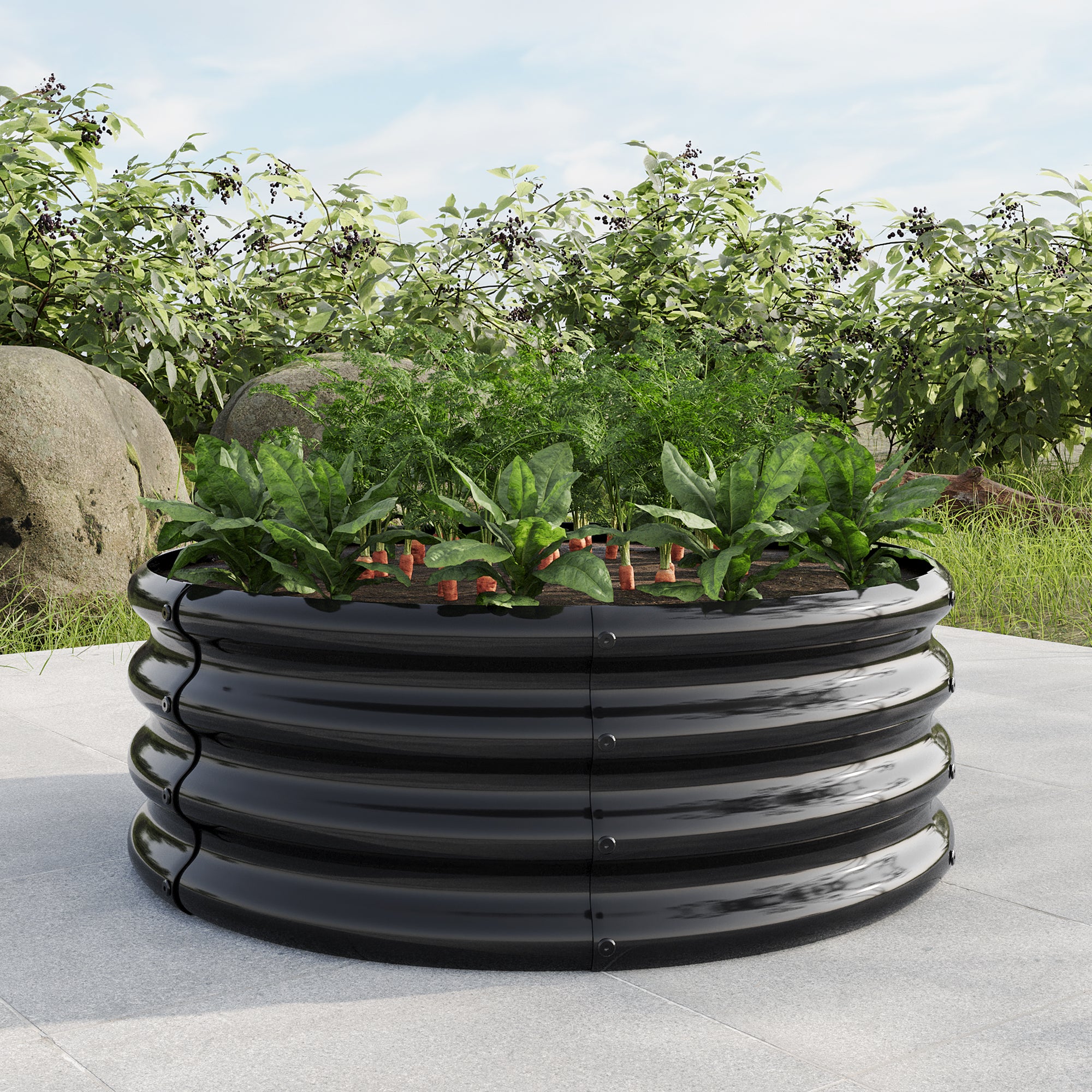 Jardinière surélevée ronde galvanisée extérieure, potager fleurs ...
