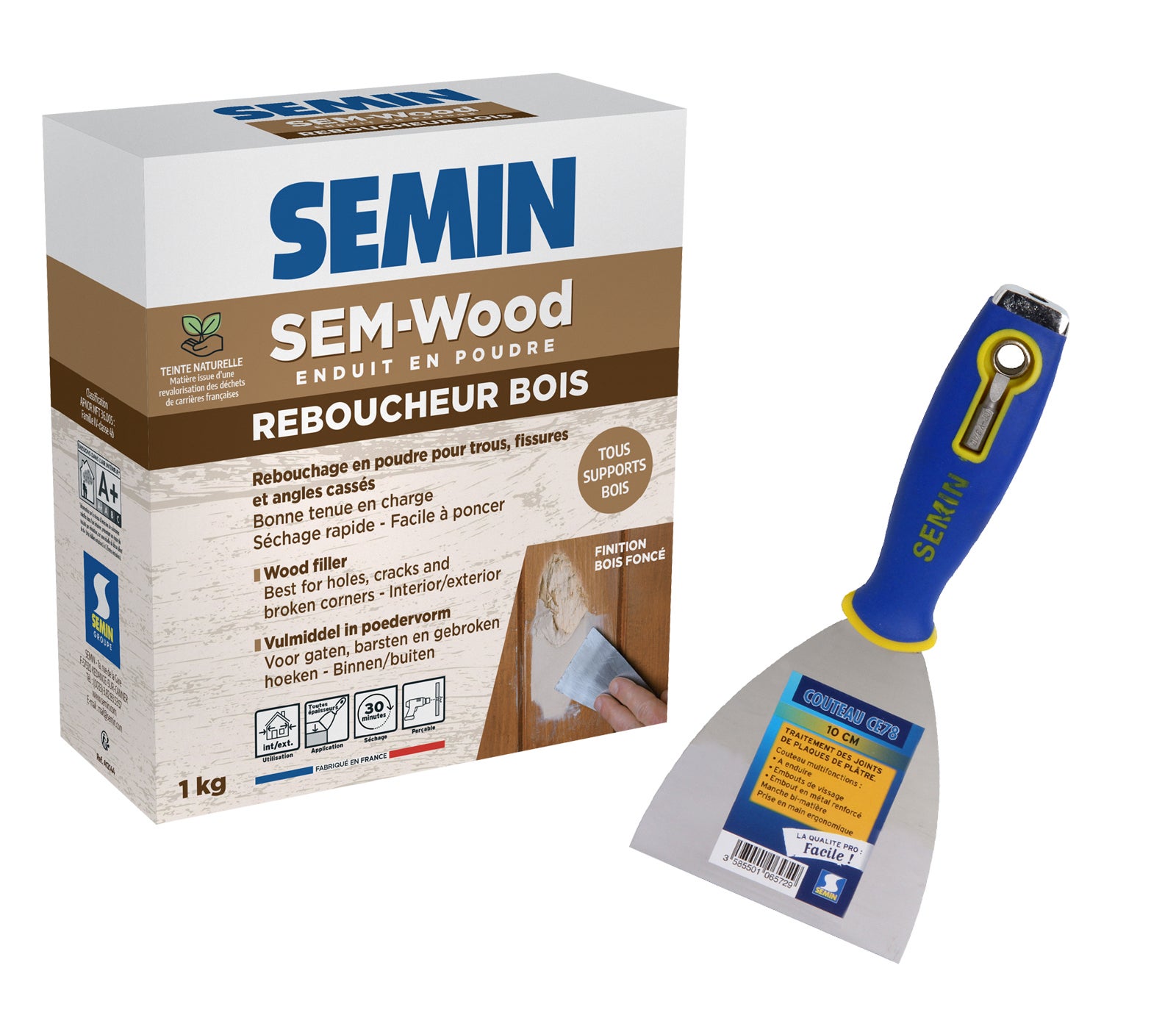 Semin - Reboucheur Bois - Sem Wood - Traitement des Trous et Fissures, Intérieur/Extérieur ...