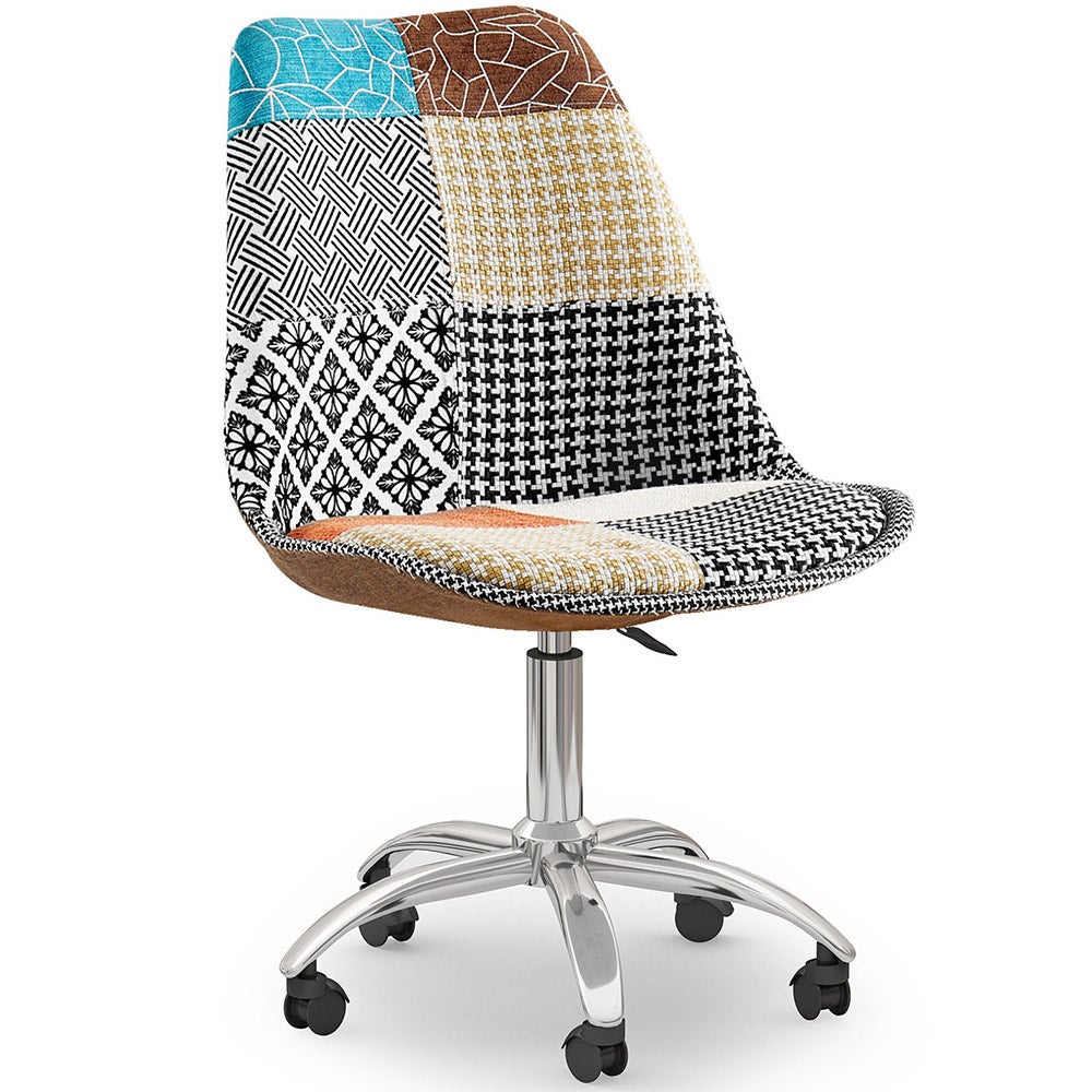 Chaise de Bureau Pivotante - Tissu Patchwork - Patty Multicolore | Leroy Merlin