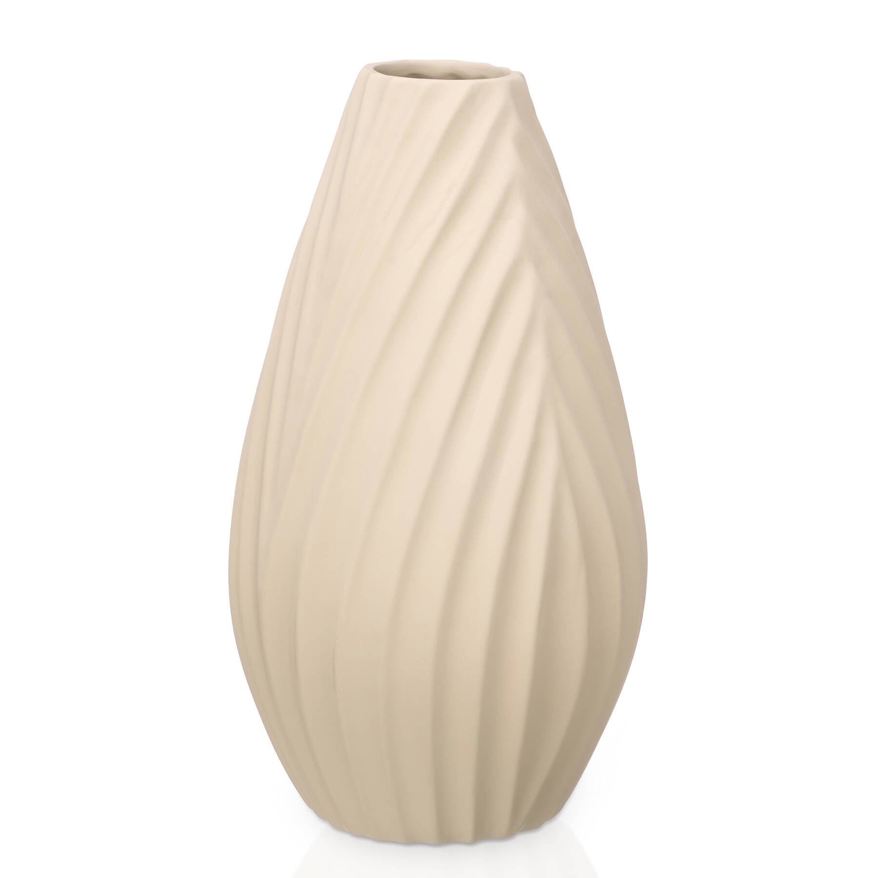 Vase en céramique RAYURE DIAGONALE, beige, Giftdecor | Leroy Merlin