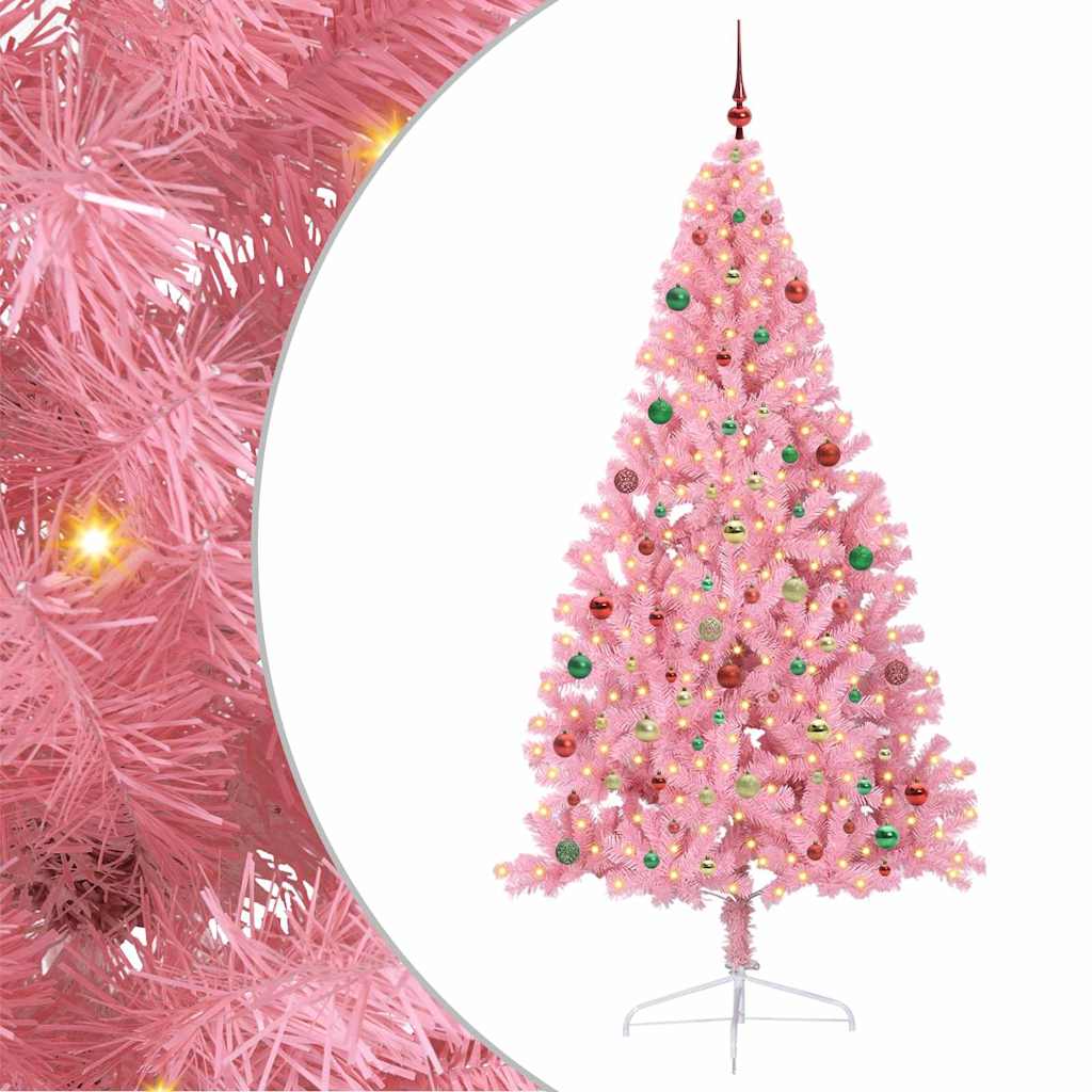 Sapin de Noël artificiel pré-éclairé Rose 210 cm PVC | Leroy Merlin