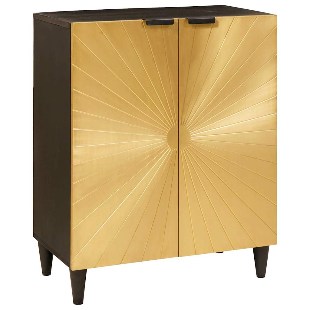 Aparador Negro y dorado 60 x 33 x 75 cm Madera de mango maciza | Leroy ...