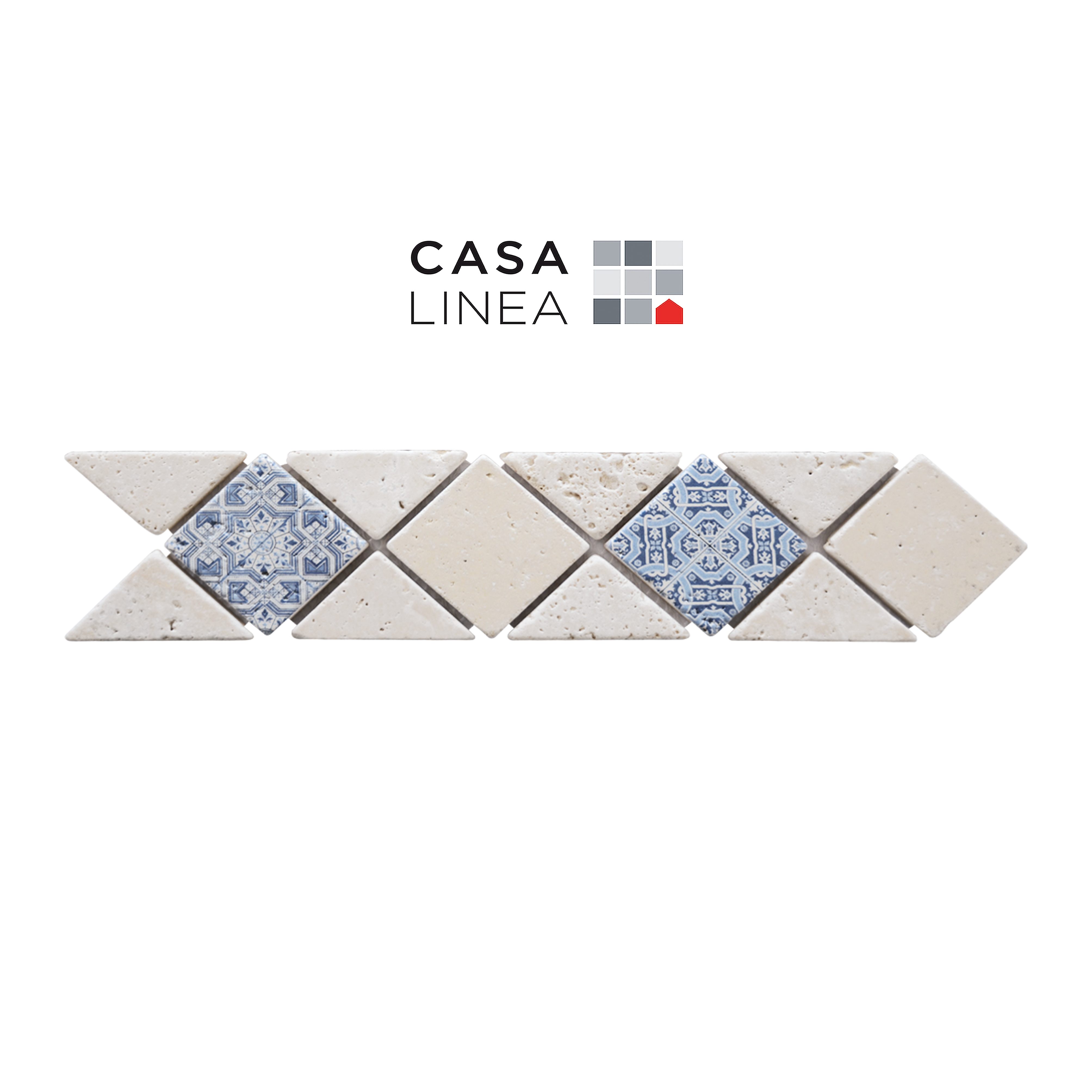 LISTEL RENAISSANCE DIAGONAL DECOR BLUE 1 PIÈCE 6.5 X 32 CM CASA LINEA ...
