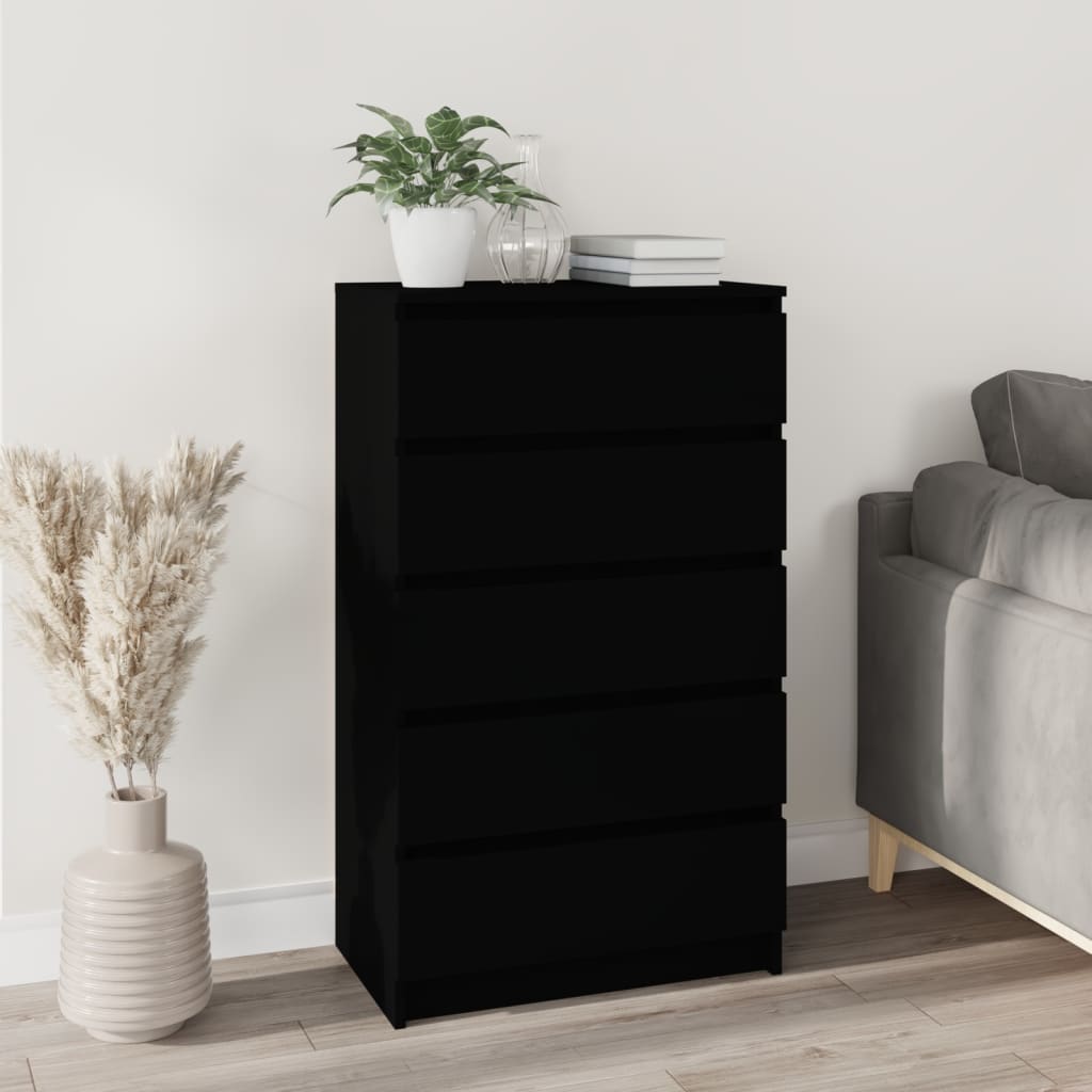 Maison Exclusive - Commode Noir 60x36x103 cm Bois d'ingénierie | Leroy ...