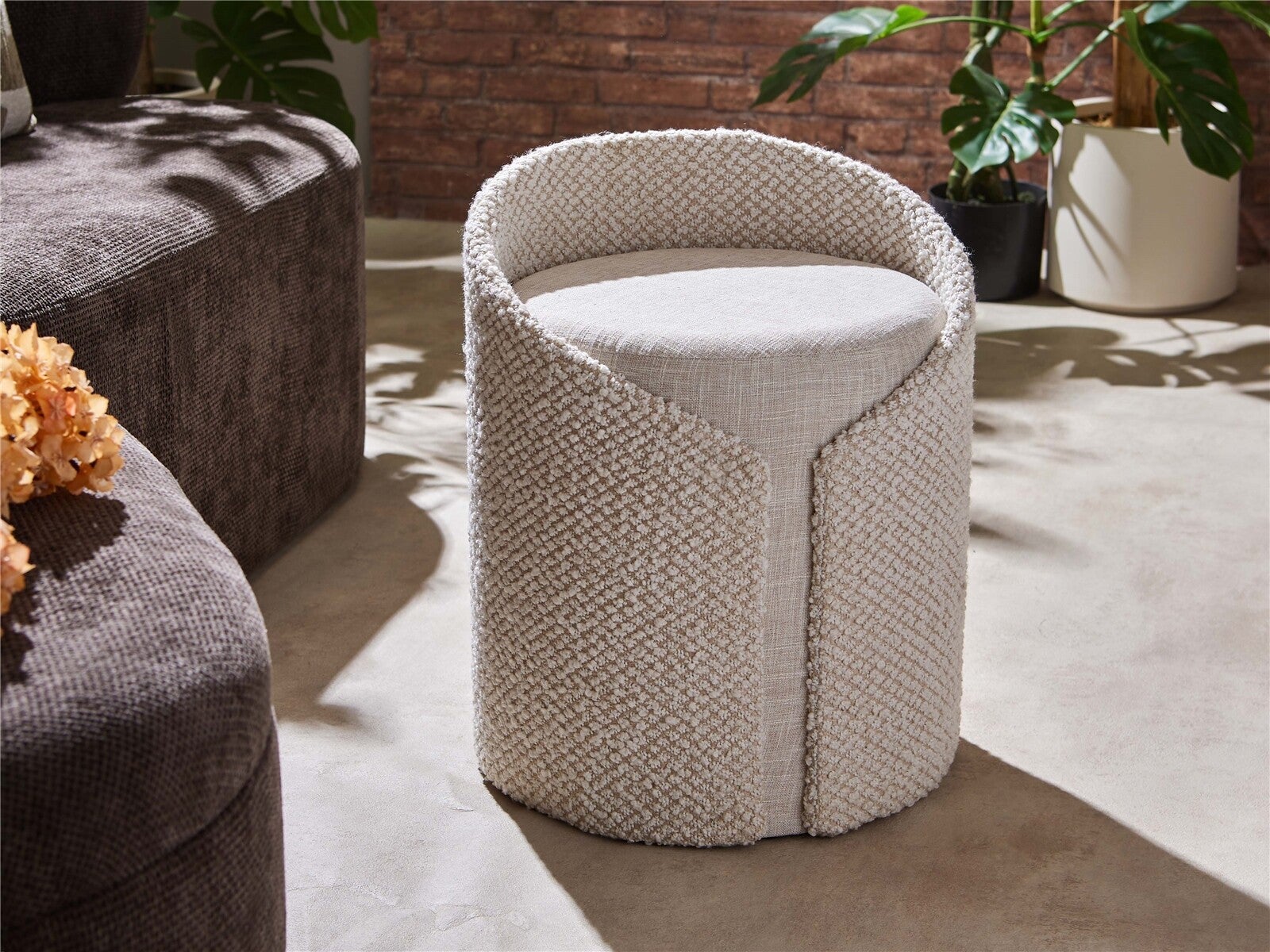 Pouf avec dossier naturel 43x43x51cm | Leroy Merlin