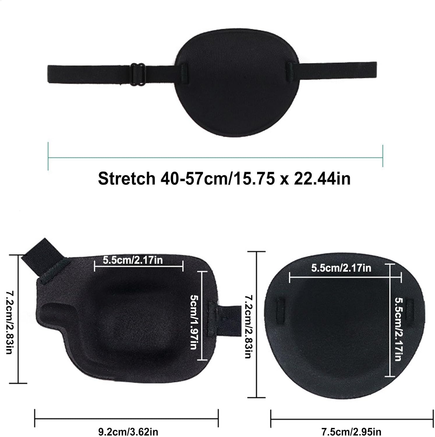 Patchs oculaires pour adultes, patchs oculaires réglables, Cache-œil ...