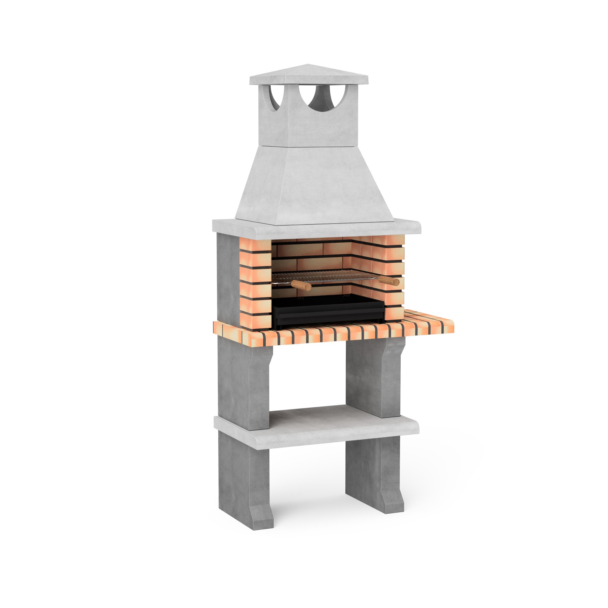 MF - Barbacoa de Obra Prefabricada para Leña y Carbón Modelo Luna Plus ...