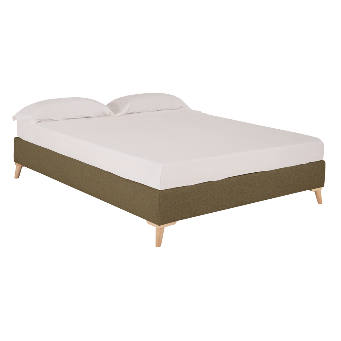 MIMA - Base tapizada de lino verde para colchón 160x207cm - DECOWOOD ...
