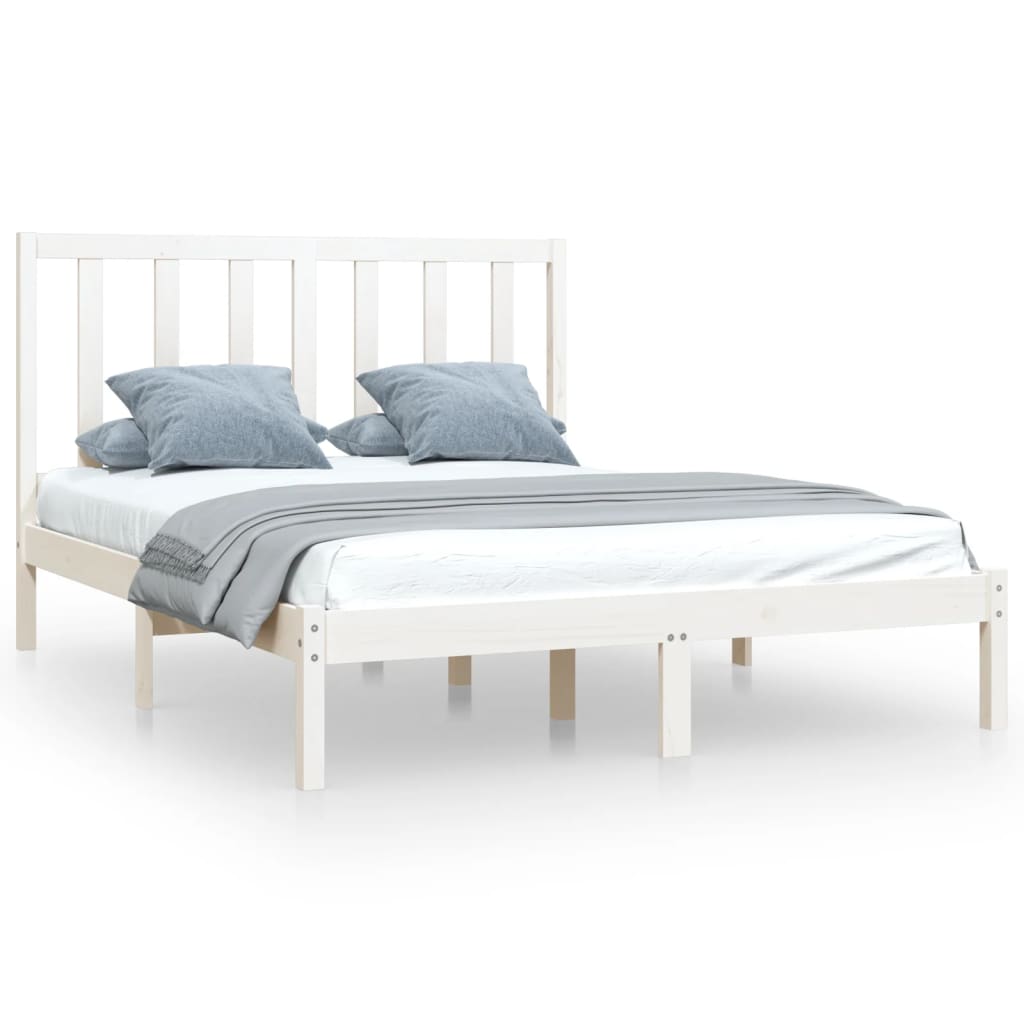 Lit double | Lit Adulte | Cadre de lit Blanc Bois de pin massif 140x200 ...
