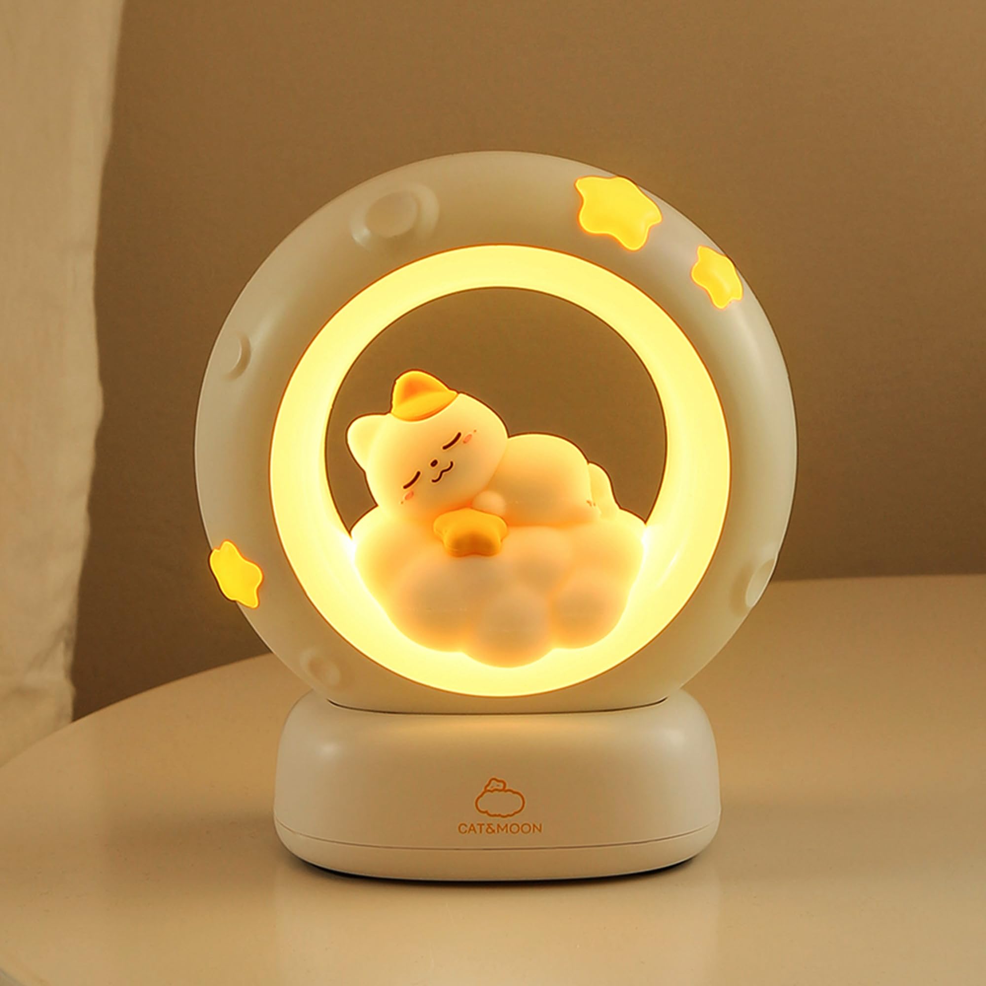 Veilleuse Rechargeable Enfant Chat avec Minuteur - Lampe de Chevet Nuit ...