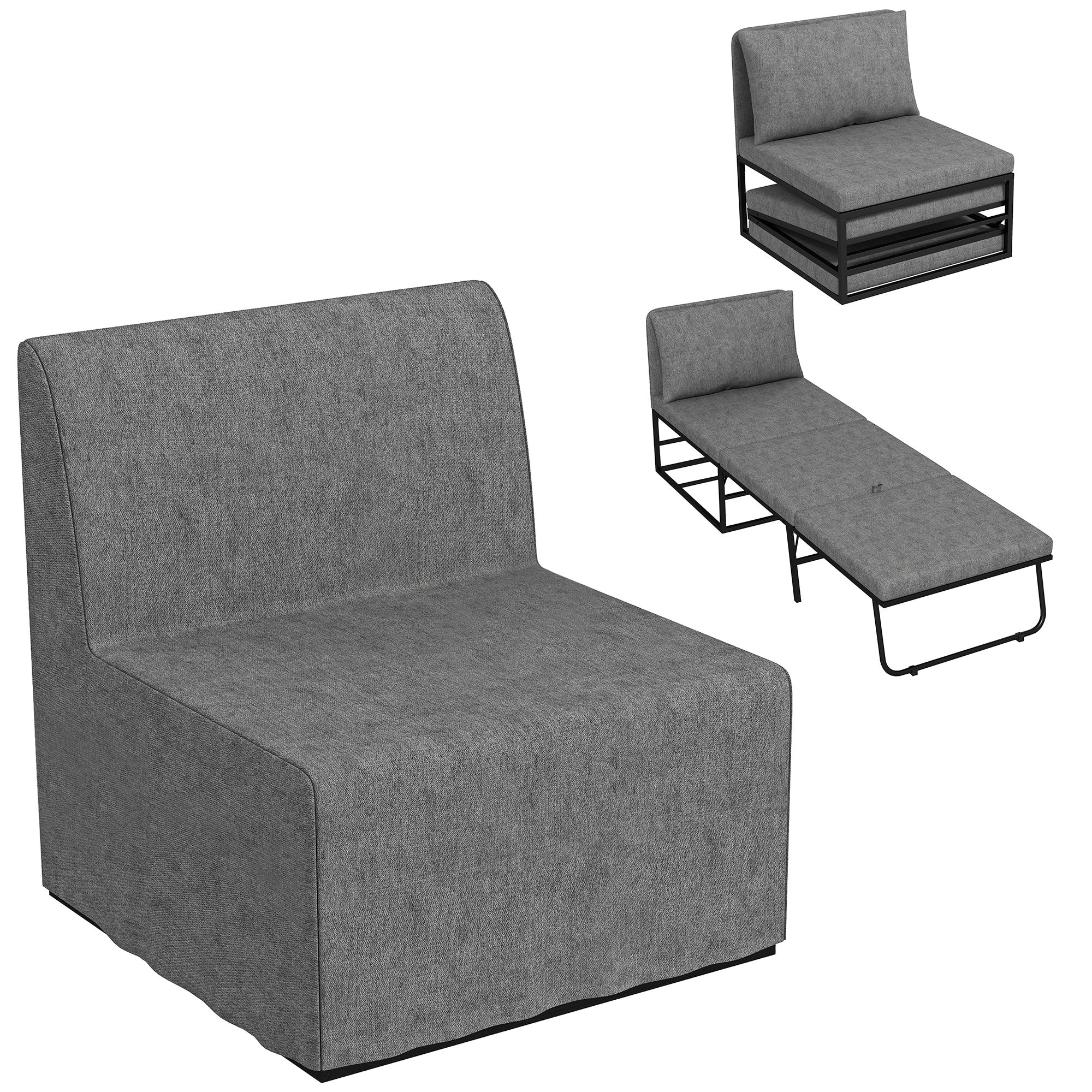 Chauffeuse convertible tissu 1 place HOMCOM gris | Leroy Merlin