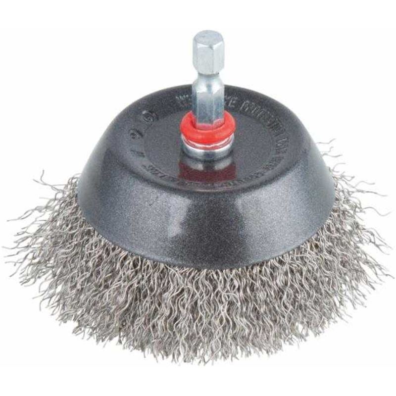 WOLFCRAFT 2746000 - Cepillo metalico de copa de acero inox vastago ...