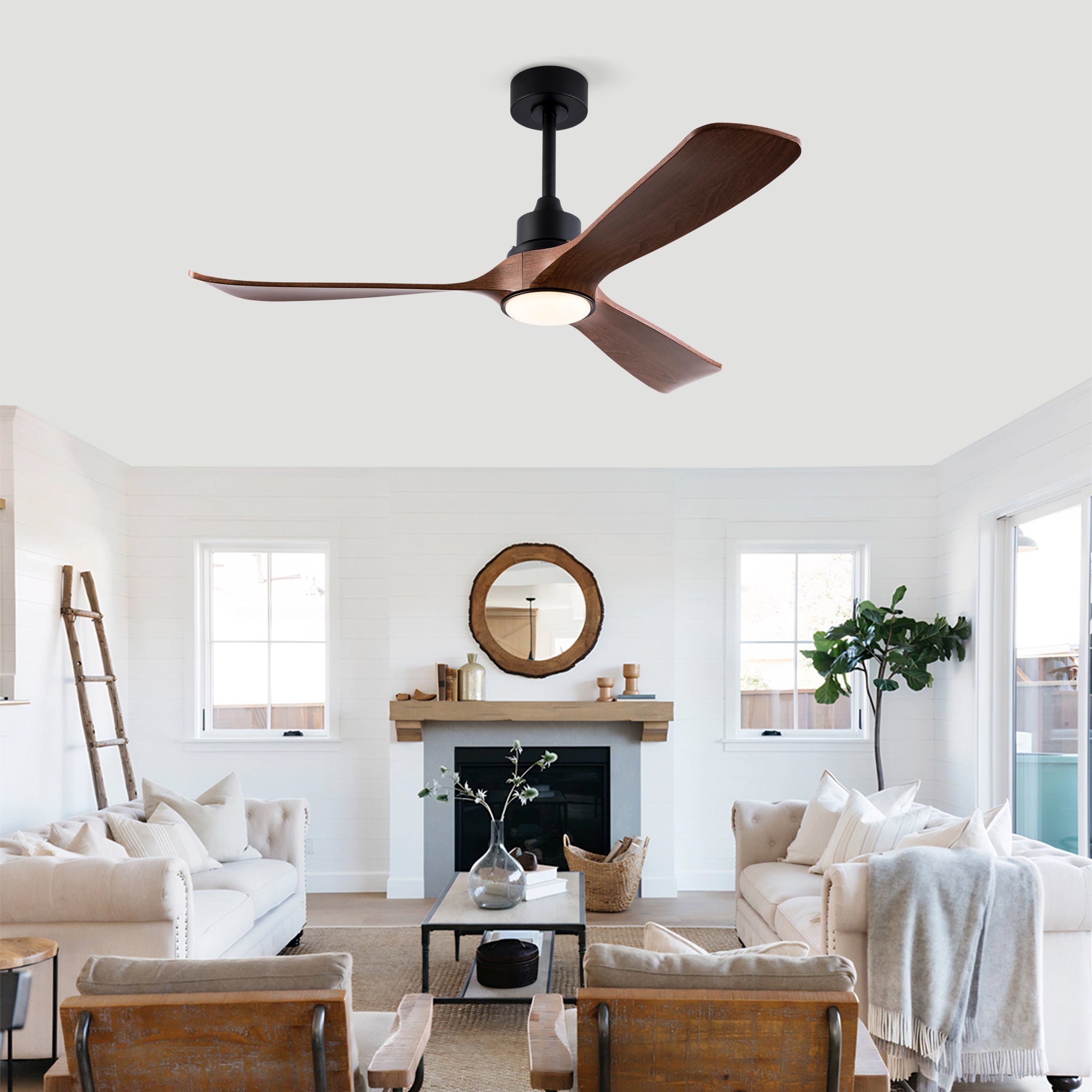 Ventilateur de plafond de 132 cm avec lampe et télécommande, intensité ...