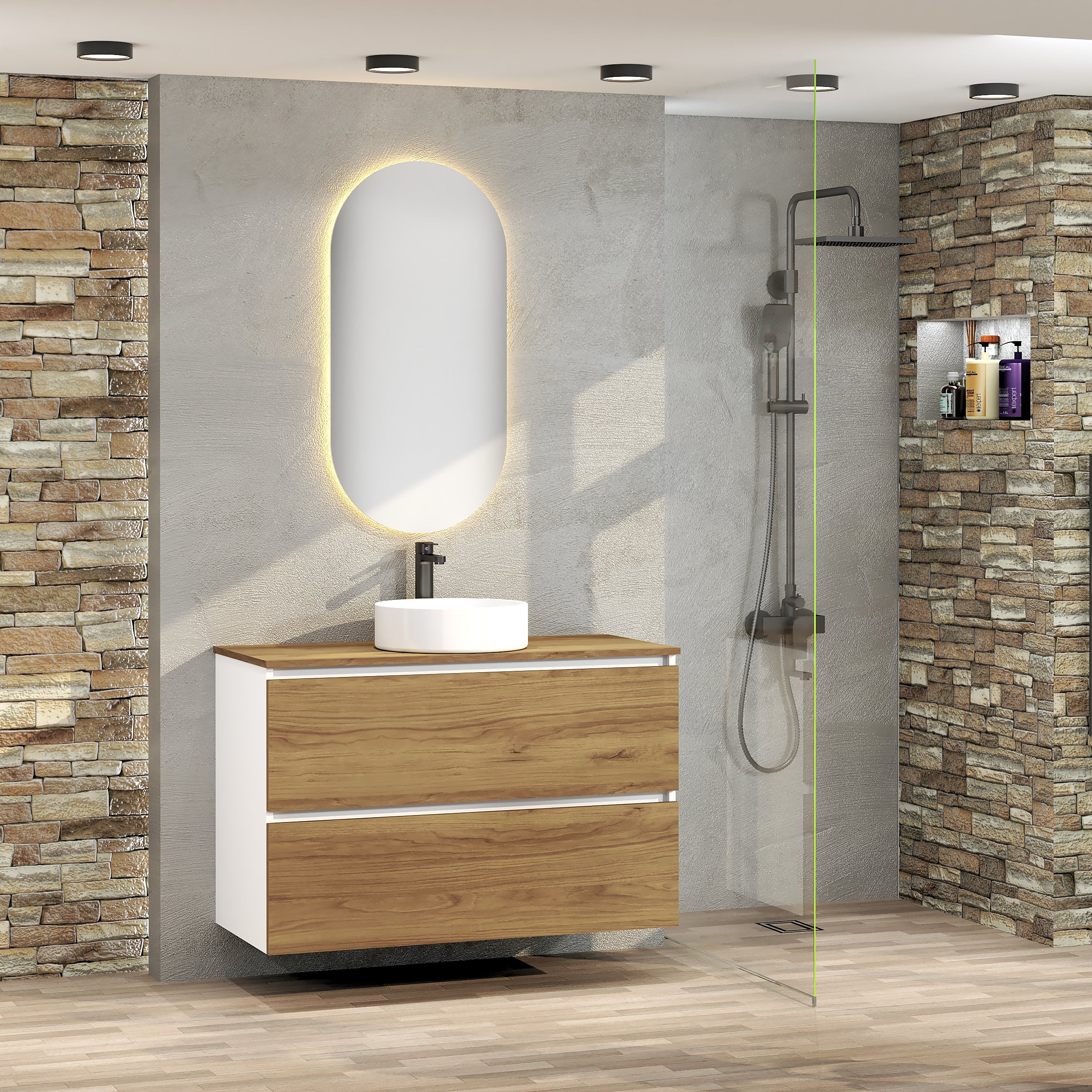 CONJUNTO DE BAÑO JAX | MUEBLE SUSPENDIDO | 100 CM BLANCO - TEKA | DOS CAJONES | LAVABO BLANCO ...