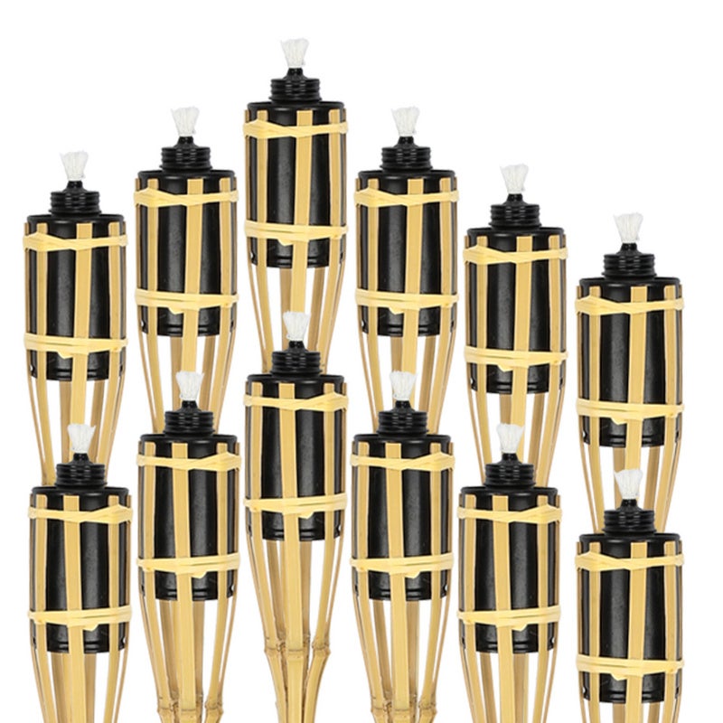 Juego de 12 antorchas de bambú para jardín, altura: 90 cm, antorchas de ...