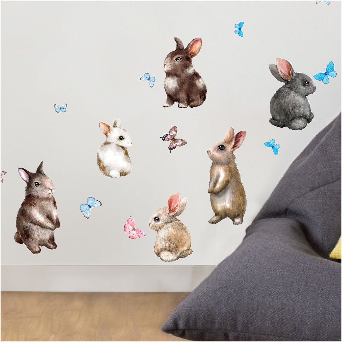 Stickers muraux | Sticker Mural Autocollant - LAPINS ET PAPILLONS DES ...