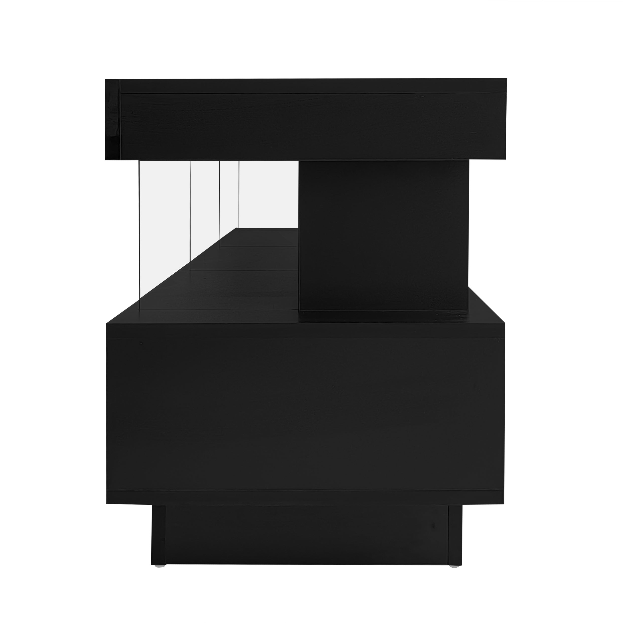 Mueble TV 160x38x50,5 cm, 3 cajones y 3 nichos, LED Bluetooth, Negro ...