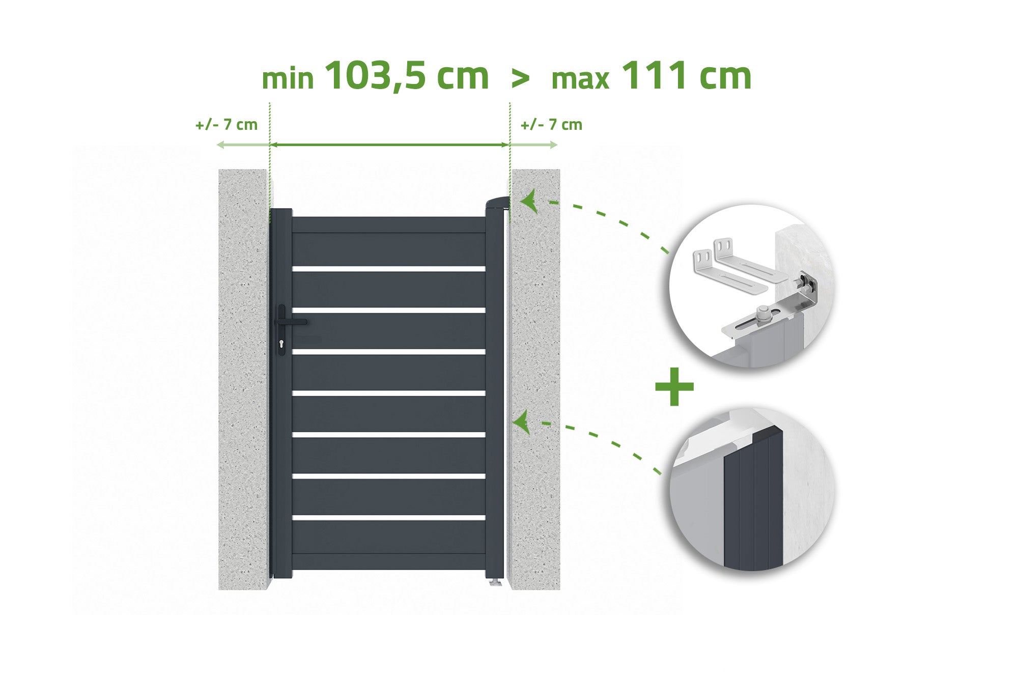Portillon ajustable en largeur 1m VOGEL H.160cm alu gris | Leroy Merlin