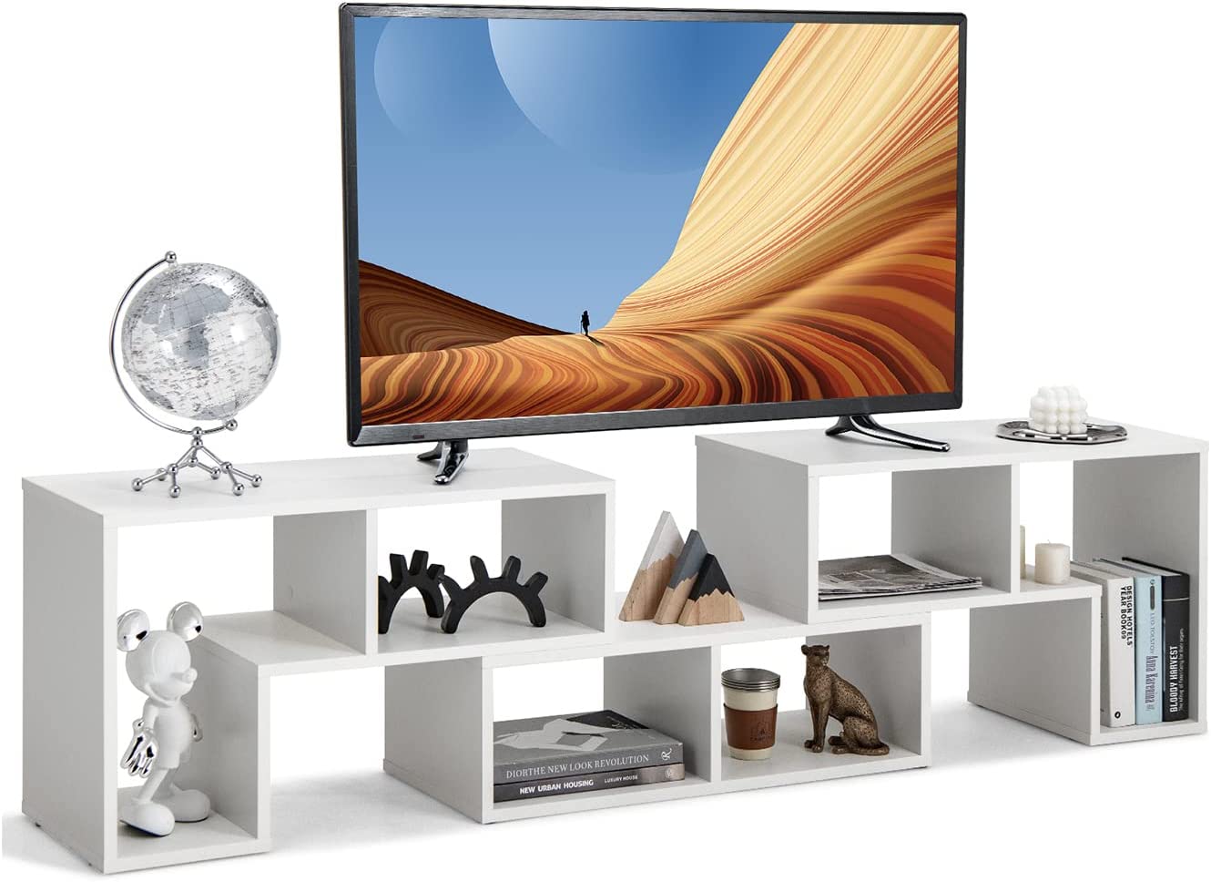Meuble TV en 3 Pcs Modulaire, Meuble Télé Angle Extensible pour Télé 49 ...