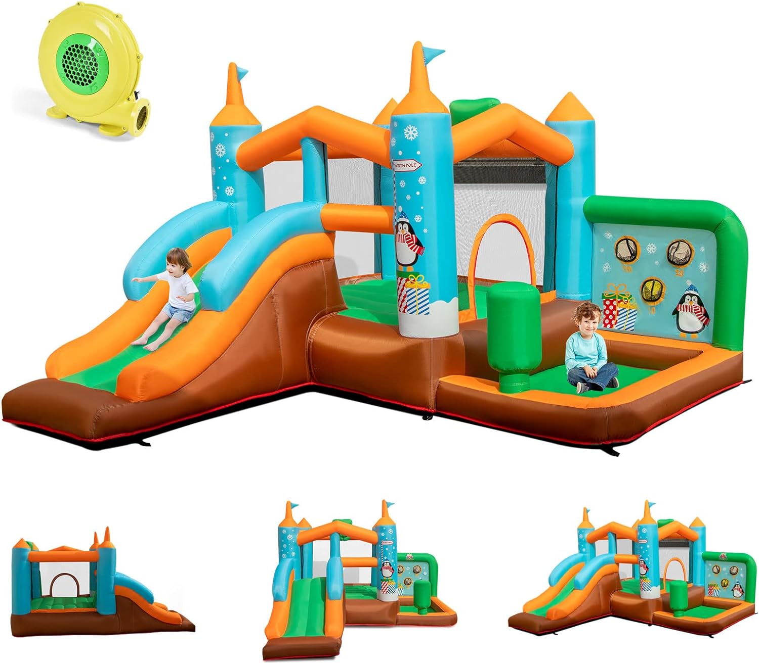 Castillo inflable para 3-4 niños de hasta 120 kg, castillo inflable ...