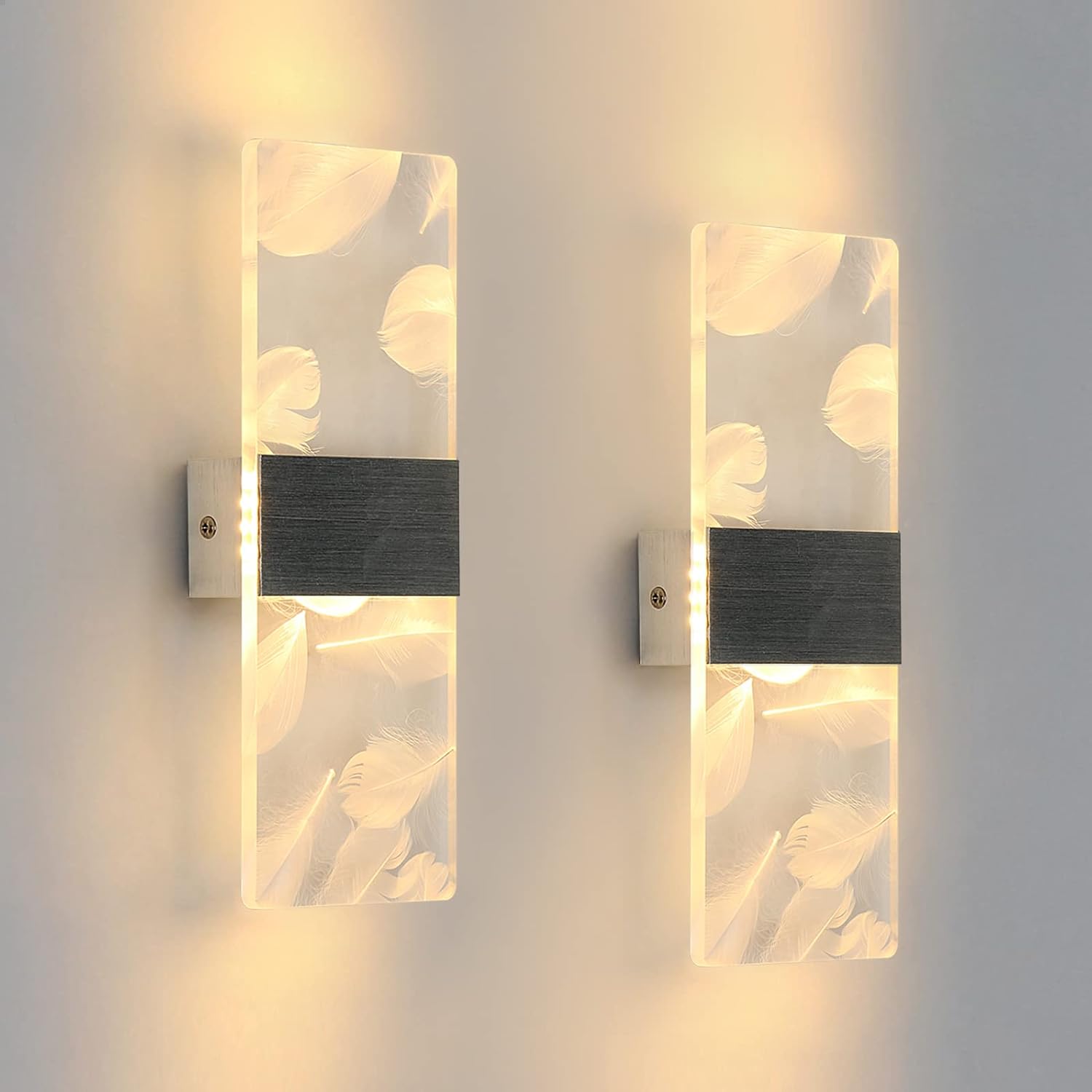GOECO 2 Pcs appliques murales LED 12 W au design moderne, en acrylique ...