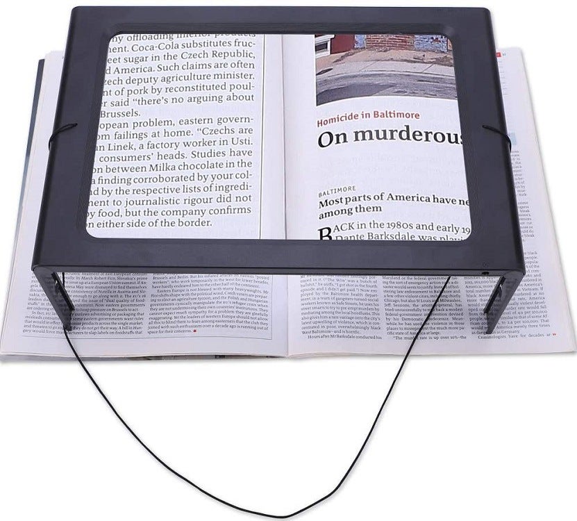 Loupe de lecture loupe de lecture, 12led rectangulaire éclairé loupe avec support de lampe loupe ...