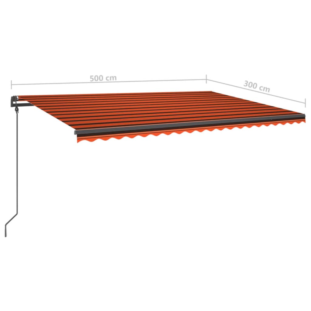 Store banne rétractable automatique avec poteaux orange et marron 5x3 m ...