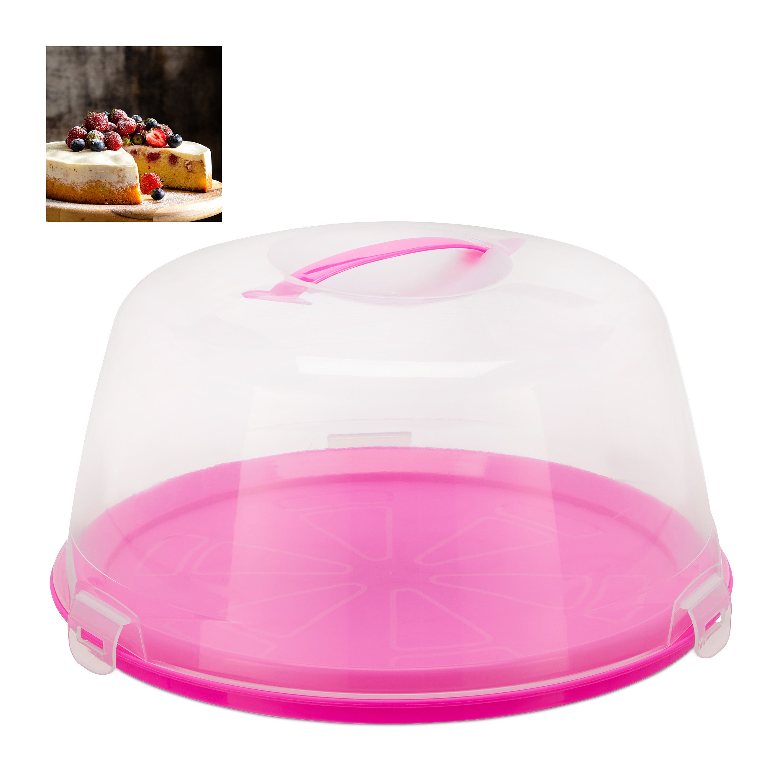 Relaxdays Boîte à gâteaux, rond,poignée, avec couvercle, gâteaux ...