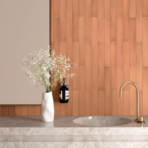 Faience Effet Zellige Terracotta MASSIMO Cotto 5x40cm - Les Carreaux de ...