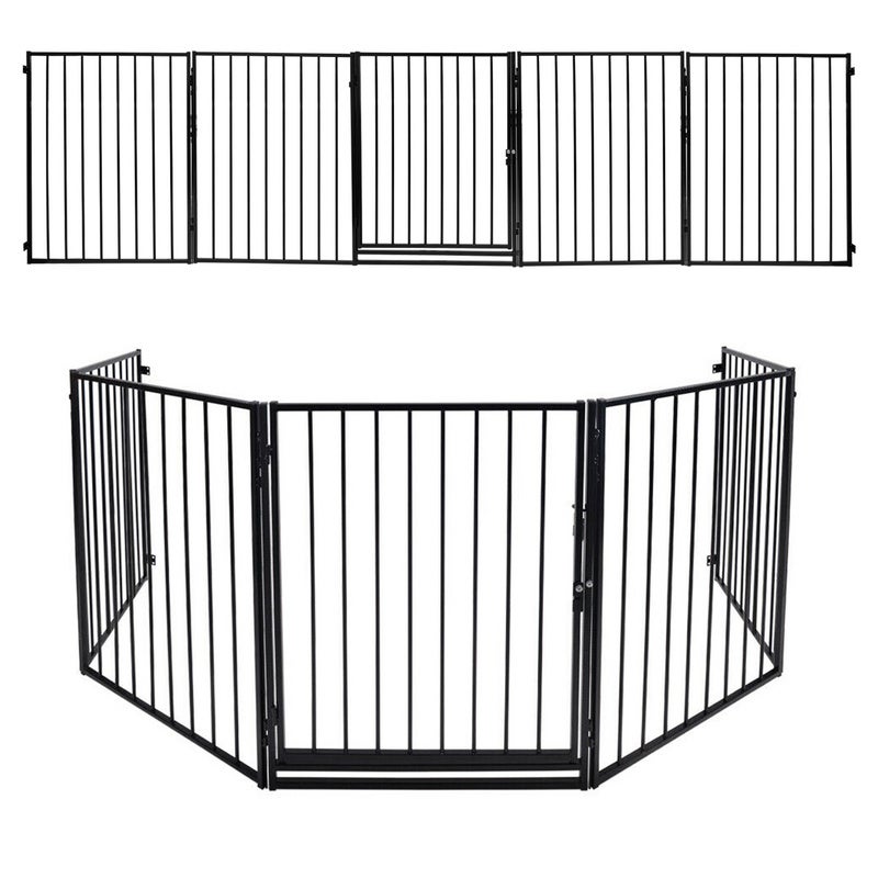 Lueigmo 5 pcs Barrière de Cheminée en Métal avec Porte Noir Parc, 60 ...