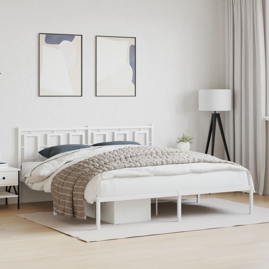Cadre de lit métal sans matelas et tête de lit blanc 180x200 cm vidaXL ...