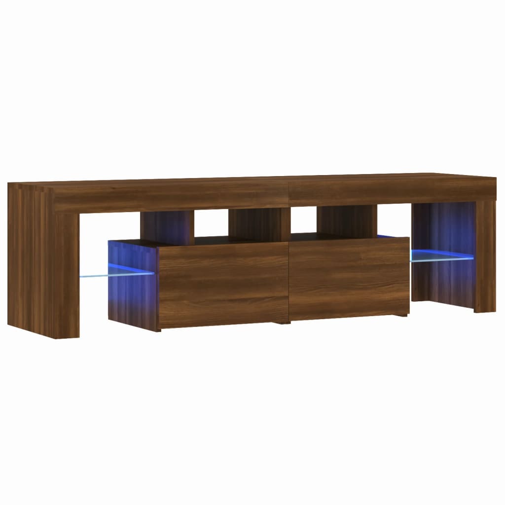 Mueble de TV con iluminación LED, roble marrón, 140x36,5x40 cm | Leroy ...