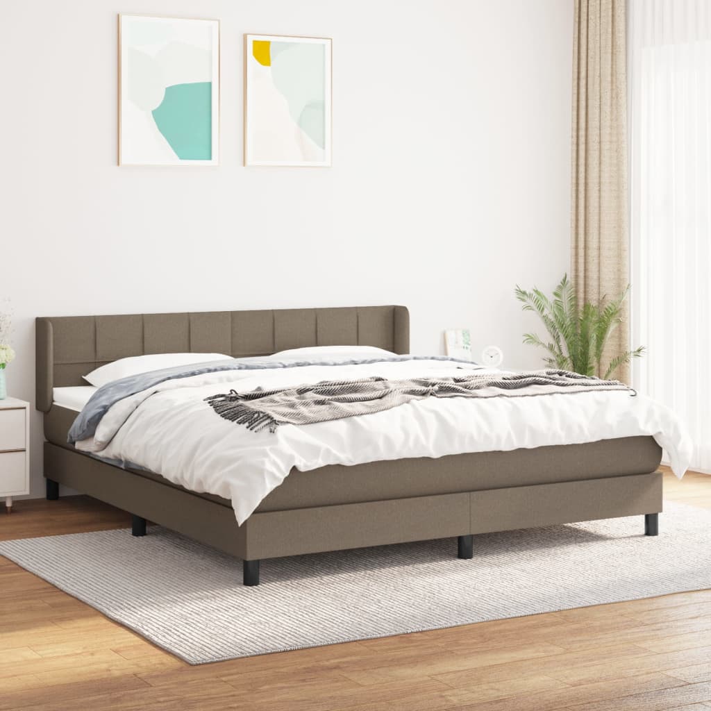 Cama box spring con colchón tela gris taupe 160x200 cm | Leroy Merlin